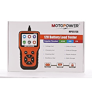 MOTOPOWER MP0515A 12V Car Battery Tester Automotive 100-2000 CCA Battery Load Tester Auto Cranking and Charging System Test Scan Tool Digital Battery Alternator Analyzer