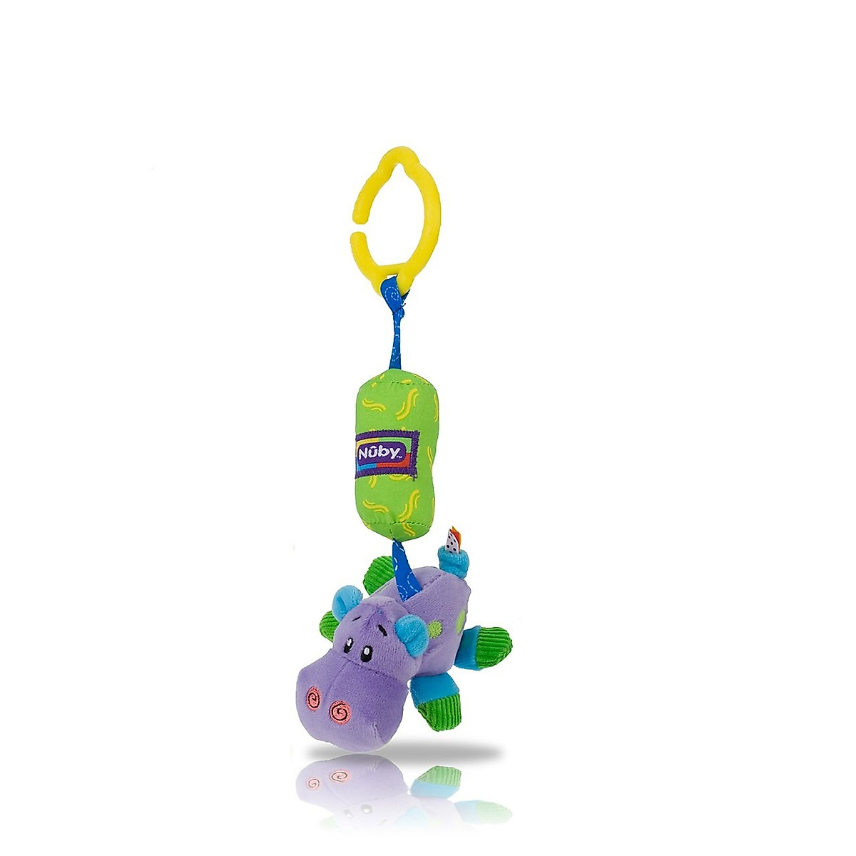Nuby Safari Chimes Interactive Toy with Hidden Chime and Attachment Clip, Characters/Colors May Vary