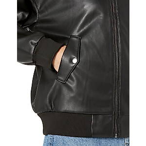 The Drop Women's Iman Vegan Leather Bomber, Black, M