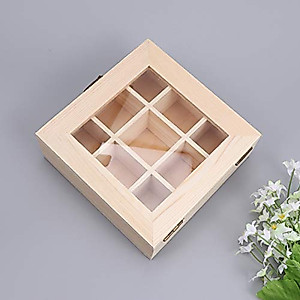 Gatuida Tea Box for Tea Bags Organizer, Wooden Tea Storage Organizer with Clear Top Window, 9 Compartments Eco-Friendly Tea Bag Holder, Multi-Functional Storage Box