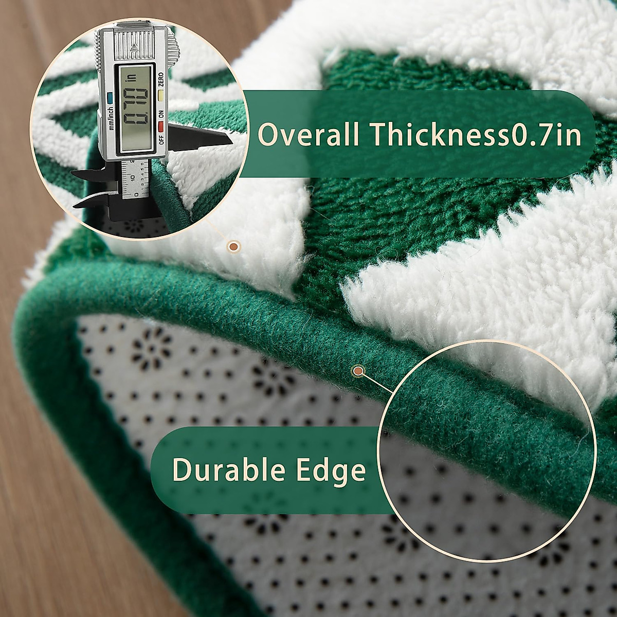 OHWPEAT Shaggy Area Rugs Cozy Soft Memory Foam Carpets, 4x6 FT Fluffy Rug for Living Room Bedroom Kids Room Nursery Home Decor, Washable Rugs, Non-Slip Backing Green White Boys Girls Kids Rug