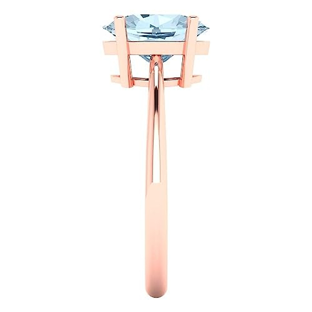 Clara Pucci 2.0 ct Oval Cut Solitaire Natural Aquamarine Engagement Wedding Bridal Promise Anniversary Ring 18K Rose Gold Size 4.5