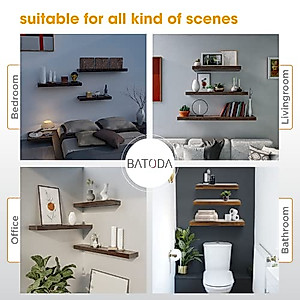 BATODA - 6" Floating Shelf Bracket Heavy Duty – Solid Steel Blind Shelf Supports - Hidden Brackets for Floating Wood Shelves - Screws and Wall Plugs Included (8 Inch Rod, 6)