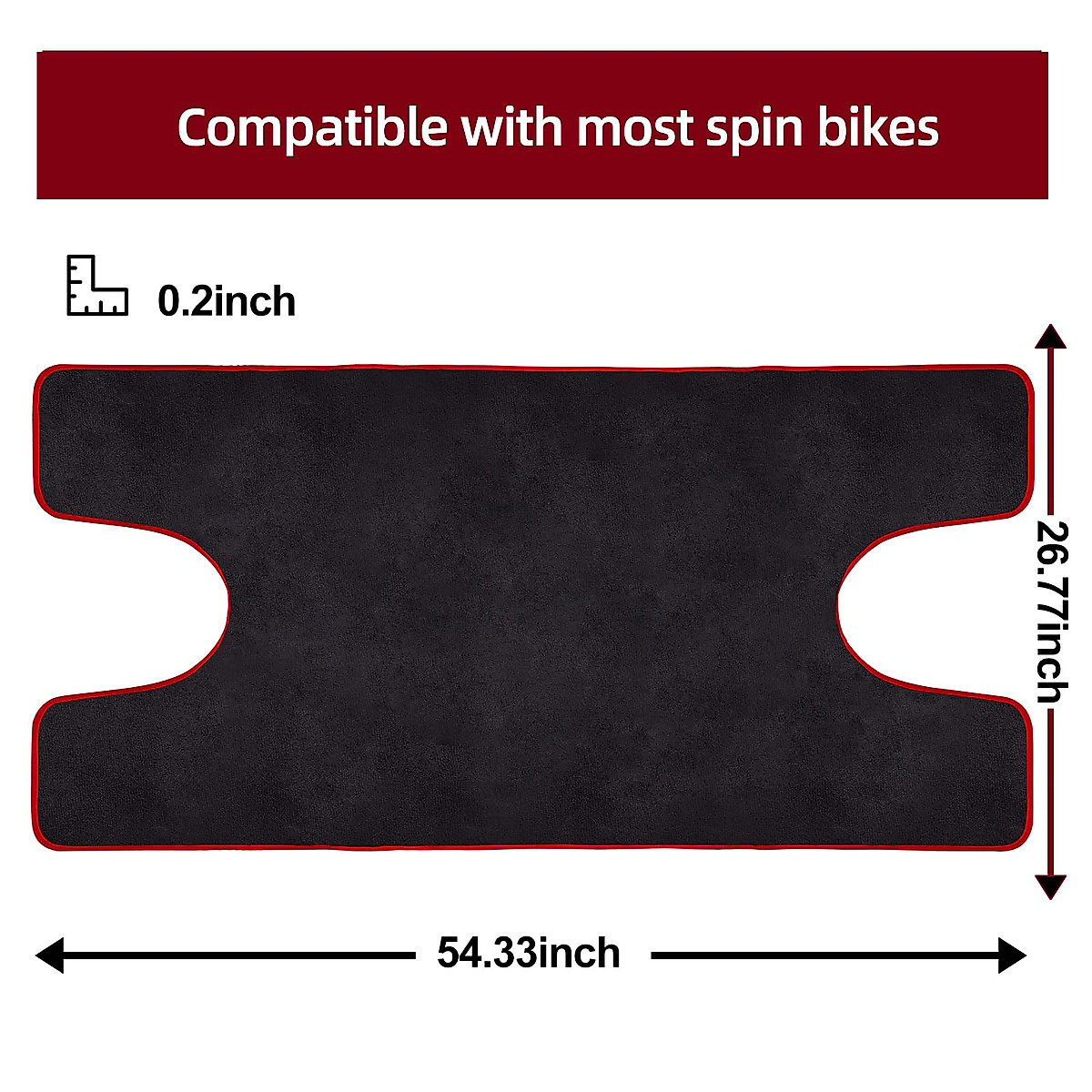 Exercise Bike Sweat Towel Mat, Super Absorbent Spin Bike Sweat Guard, Anti Slip & Machine Washable Mat Compatible with Peloton Bike, Peloton Accessories Black/Red