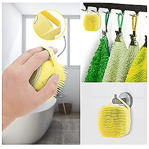 Molain Dog Cat Bath Brush Comb Silicone Rubber Dog Grooming Brush Silicone Puppy Massage Brush Hair Fur Grooming Cleaning Brush Soft Shampoo Dispenser (yellow)