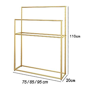 HBBY Tall Towel Rack for Skinny Spaces, Freestanding Bathroom Towel Holder Stand 2 Tier, Rust-Resistant Bath Drying Rack for Outdoor Pool,Hotel, Beach, Blanket gold-75x20x110cm