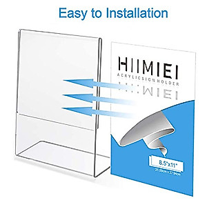 8.5x11 Acrylic Sign Holder, HIIMIEI Slant Back Sign Holders Portrait Ad Frames Clear Durable Flyer Display Stand for Office Home Store Restaurant Pack of 12