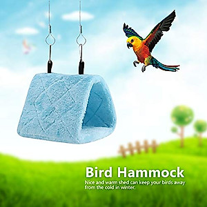Wchiuoe Bird Bed for Cage, Soft Plush Hammock Hanging Cage Tent for Birds Winter Warm Bed Pet Toy Pet Supplies Accessories for Conure, Lovebird, Parrot, Parakeets(S-Blue)