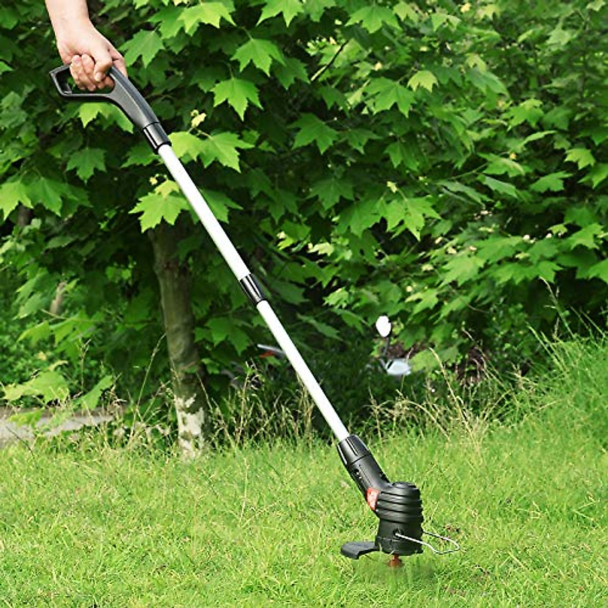 High Strength Alloy Blade Mower Portable Electric Push Lawn Hand Mower Grass Trimmer Auxiliary Handle Tools for Agricultural Household Wireless Weeding Brushing Machine (A,US)