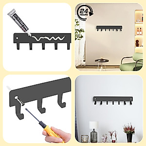 Yoanxong 1 Pack Key Holder for Wall Adhesive, Key Holder On Wall with 7 Hooks Key Hanger Wall Mount for Living Room, Bathroom, Kitchens, Hallway Wall Mount Keychain No Drilling Required(Grey)