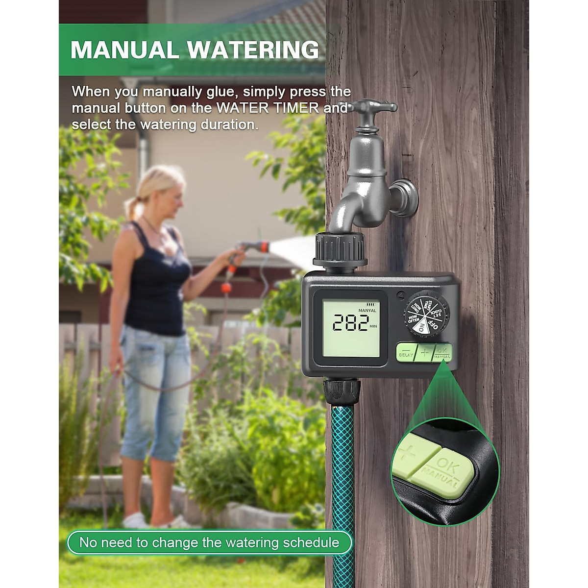 Lingusta Water Timer for Garden Hose - Programmable Sprinkler Timer, Hose Feature Timer with Manual/Automatic Watering System, Irrigation System for Garden