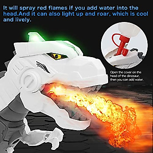FIRE BULL Robot Dinosaur DIY Gifts for Kids, Fire Breathing Red Lights Walking Electric Toy with Projection, Water Mist Spray, Realistic Sounds Roar, Assembly Interaction for Boys Girls Kids
