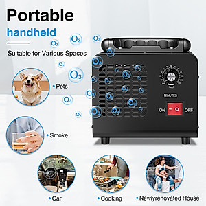 AOBOCO 6000mg/h Ozone Machine for Home,120min Time Setting, Auto Shut Off Ozone Machine for Car, Room, House, Smoke, and Pet(1000 Sq Ft)