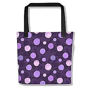 eloria Tote Bag Polka Dot Printed Designer Cotton Canvas Fabric Hand Bag Size: 13 x 13 Inches I Color: Violet