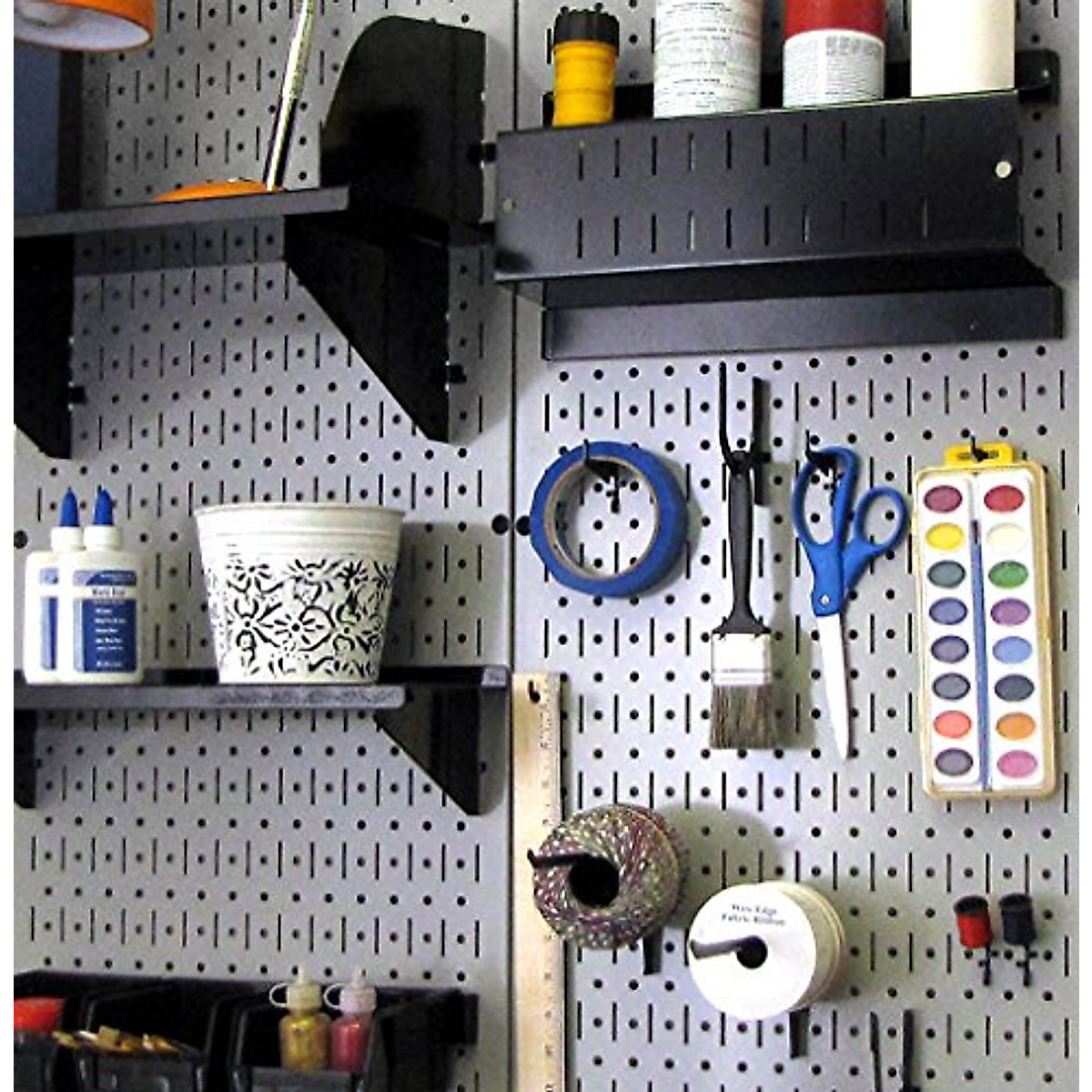 Wall Control Pegboard 32in x 16in Gray Metal Pegboard Tool Board Panel