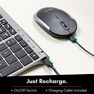 Macally Premium Bluetooth Keyboard and Mouse for Mac - Multi Device - Rechargeable Mac Wireless Keyboard and Mouse Combo (110 Keys) - Slim Keyboard Mouse for MacBook and iMac - Space Gray