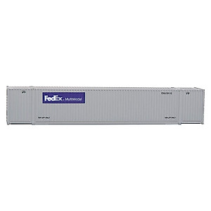 Walthers SceneMaster HO Scale Model of FedEx MultiModal (Gray, Purple) 53' Singamas Corrugated Side Container,949-8504