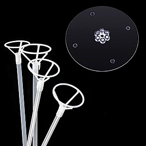 Balloon Sticks with Base, 10 Pack 17"Tall Clear Balloon Stick Stands Holder for Table Top Centerpieces for 10 to 24 inch Balloons Banquet Decor for Birthday/Wedding/Thanksgiving/Baby Shower Party