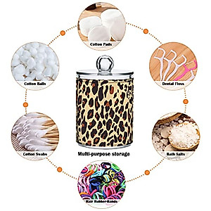 SUABO Plastic Jars with Lids,Leopard Tiger Skin Animal Print Storage Containers Wide Mouth,Glasss Airtight Canister Jar for Kitchen Bathroom Pantry Countertop,Set 2