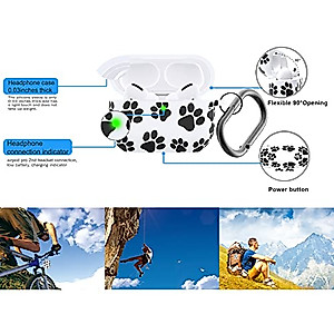 AGAOSH for Airpods Pro 2nd/1st Generation Case Cover with Keychain,Cute Paw Print Soft Silicone Skin Cover Protective Case for New Apple Airpods Pro Gen 2 Case 2022 Charging Case[Front LED Visible]