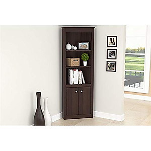 Inval Two Door Corner Bookshelf, Espresso