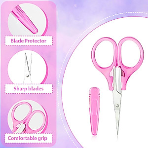2 Pack Small Sewing Scissors Stainless Steel Crafting Scissors Pointed Scissors with Cover, Precision Portable Scissors for Embroidery Quilting Sewing Knitting Crafting (Blue+ Pink)