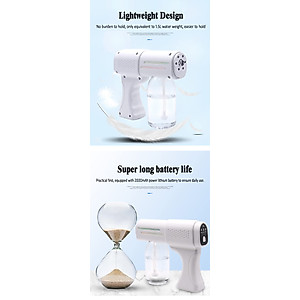 binglan Nano Atomization Disinfection Gun, Rechargeable Portable Handheld with 380ml Capacity Blue Light Spray Disinfection Gun,for Home,Office,School,Disinfection and Other Places,White