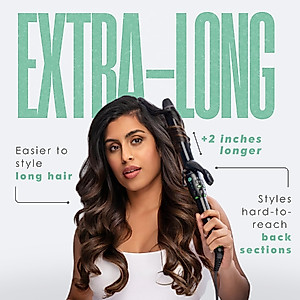 MINT Professional Extra Long Hair Curling Iron 1 1/4 inch | 2-Heater Ceramic Barrel That Stays Hot | 1.25 Inch Hair Iron Curler for Medium to Large Curls | Travel-Ready International Dual Voltage