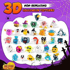 Leezmark 32 Pcs Halloween Party Favor Light Up Rings Halloween Treats Toys for Kids Adults, 3D Flashing LED Rings Glow In The Dark Party Supplies Goodie Bag Fillers Non Candy Treats Halloween Gifts
