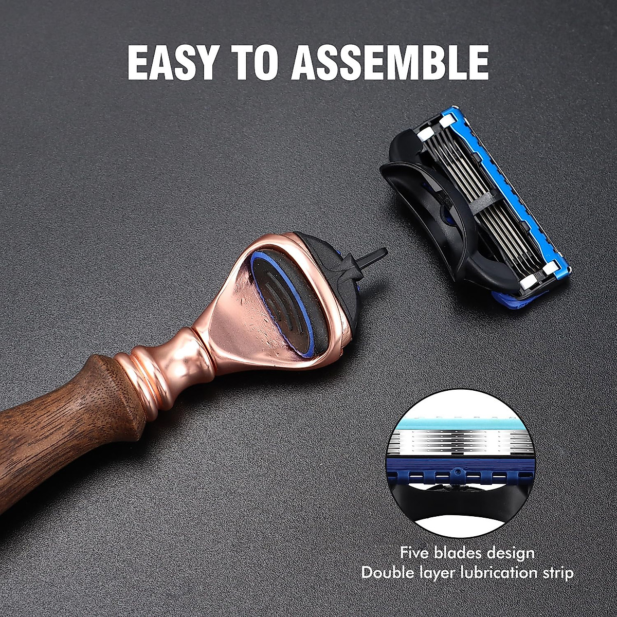 Wooden 5 Blades Razor Handle for Men & Women with 4 Refills - The Perfect Shave Companion