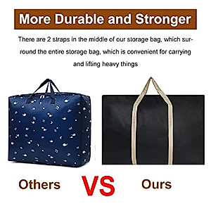 100L Large Storage Bag(3 Pack,Black),Large Moving Bags with Zippers & Carrying Handles, Storage Bags Storage Totes for Clothes, House Moving,77×55×24cm