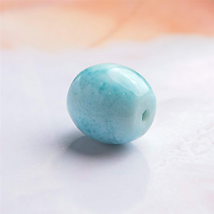 Natural Larimar Crystal Gemstone Round Bead Jewelry Pendant Necklace