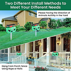 2 Pack Ultrasonic Cat Repellent Outdoor, Solar USB Powered Animal Repeller Ultrasonic Deer Deterrent Devices with Motion Sensor Waterproof Pest Deterrent for Dog Skunk Squirrel Raccoon Coyote Rabbit