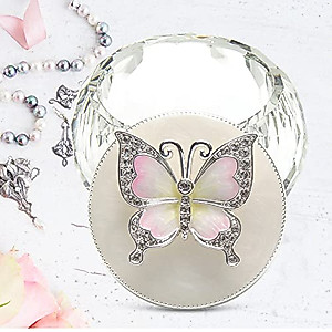 LASODY Butterfly jewelry Storage Box for Rings Earrings Necklace Treasure Chest Organizer Jewelry Keepsake Gift Box Case for Girl Women (Butterfly w/Crystal Box, Silver Plate)