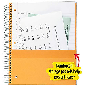 Five Star Spiral Notebook, 1 Subject, Wide Ruled Paper, 100 Sheets, 10-1/2" x 8", Orange (38734)