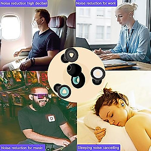 Ear Plugs for Sleeping Noise Cancelling-Reusable 26dB Noise Reduction Flexible Silicone Hearing Protection,Washable,4 Pairs Ear Tips and 3-Color Sound Track for Concerts,Study,Work