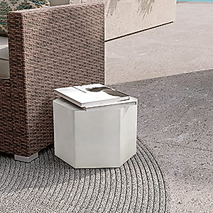 SUNBURY Indoor Outdoor 12" Hexagon Side Table, Concrete End Table Coffee Table, Morden Decor Side Table in Light Grey for Garden, Living Room, Bedroom