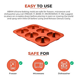 ABAM Premium Silicone Donut Pan 3-Pack of Non-Stick Food Grade Silicone baking mold with 6 donut molds of Bagel Making Tray perfect for Microwave, Freezer & Dishwasher safe.