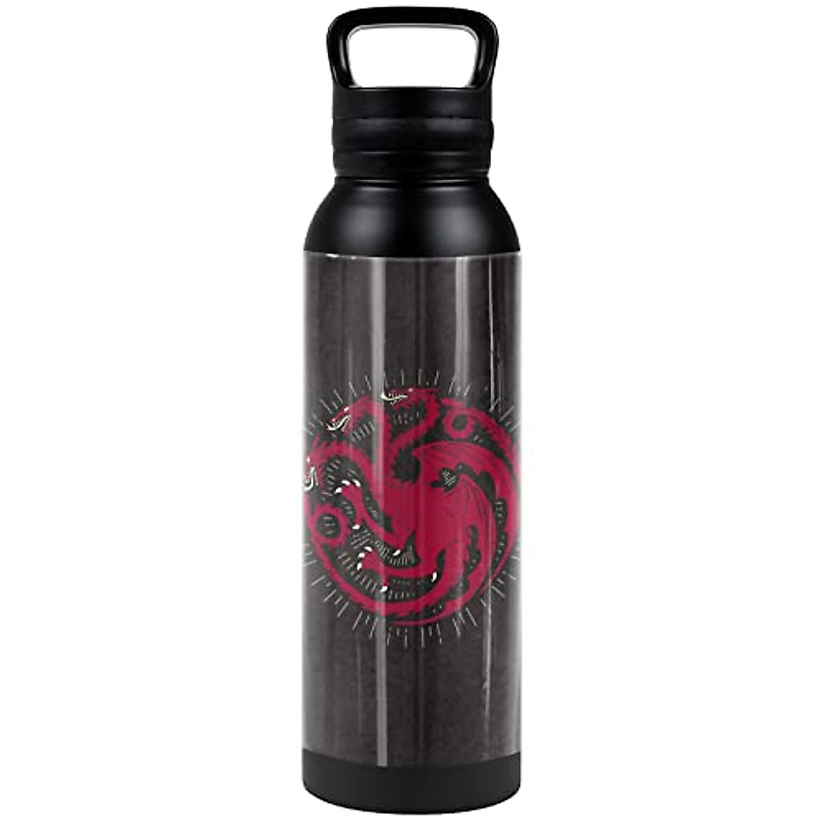 Game of Thrones OFFICIAL Targaryen Sigil 24 oz Insulated Canteen Water Bottle, Leak Resistant, Vacuum Insulated Stainless Steel with Loop Cap, Black