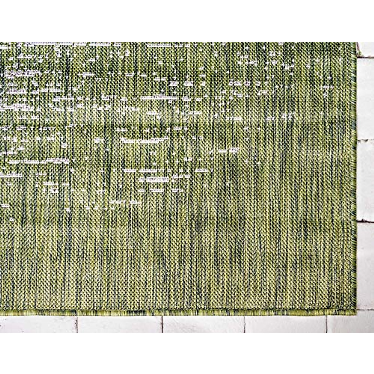 Unique Loom Modern Collection Gradient, Distressed, Vintage, Abstract, Indoor and Outdoor Area Rug, 2 ft x 6 ft, Green/Beige