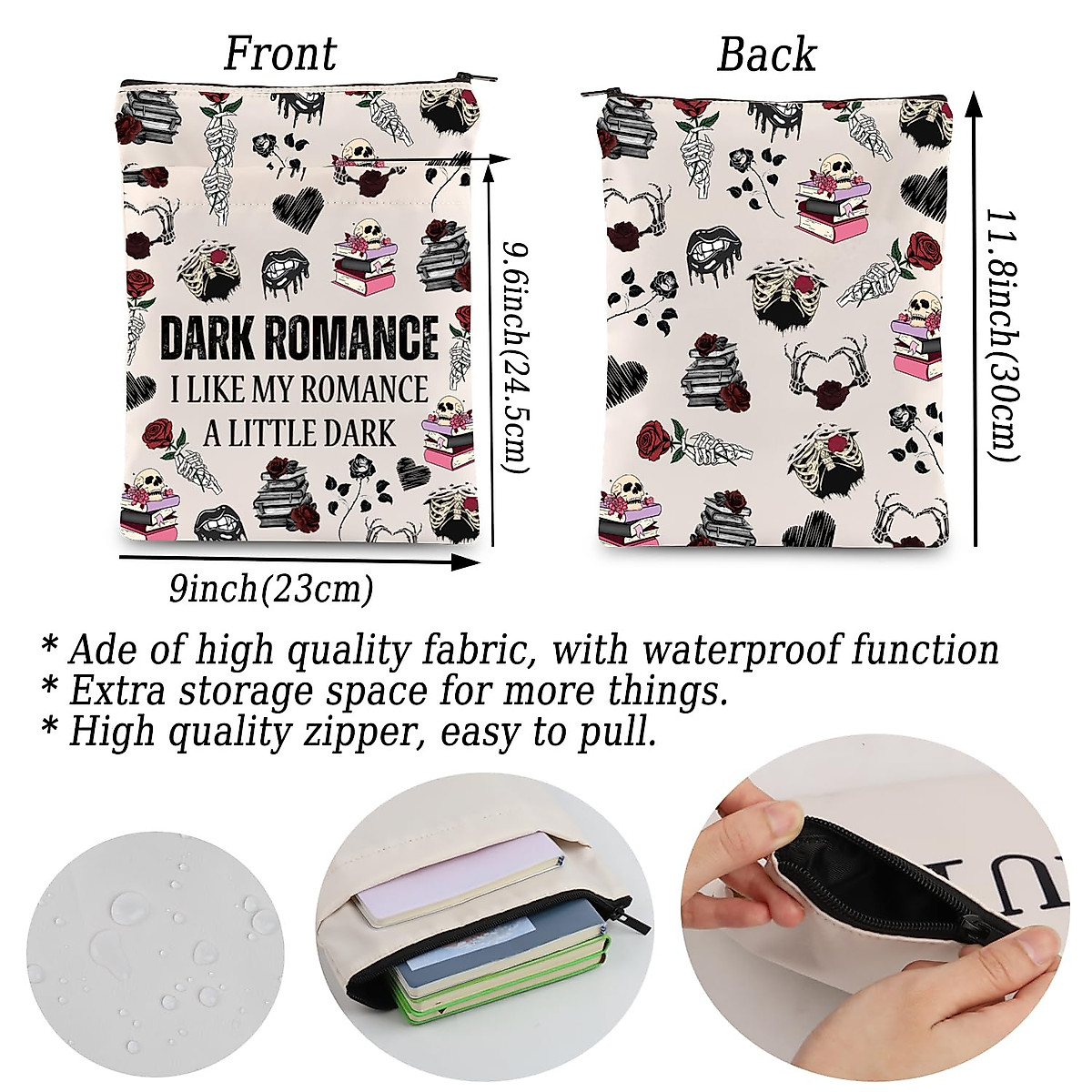 ENSIANTH Dark Romance Bookish Gift Smut Slut Book Sleeve Spicy Reading Gift Smutty Romance Readers Book Cover with Zipper (Litter Dark BS)