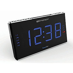 Emerson Smartset Sound Therapy Alarm Clock Radio with White Noise/Nature Sounds 1.8" LED Display Black/Blue, ER100105