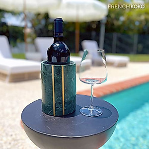 French KOKO Marble Wine Chillers, Wine Utensil, Table Top Wine Chiller Table Top Bucket Table Holder Wine Cart Accessories Vino Cooler Bottle Holder Green and Gold