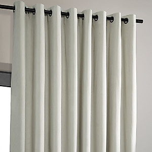 HPD Half Price Drapes Extra Wide Grommet Blackout Velvet Curtains 96 Inches Long Heat & Full Light Blocking Blackout Curtains for Bedroom & Living Room (1 Panel), 100W x 96L, Off White