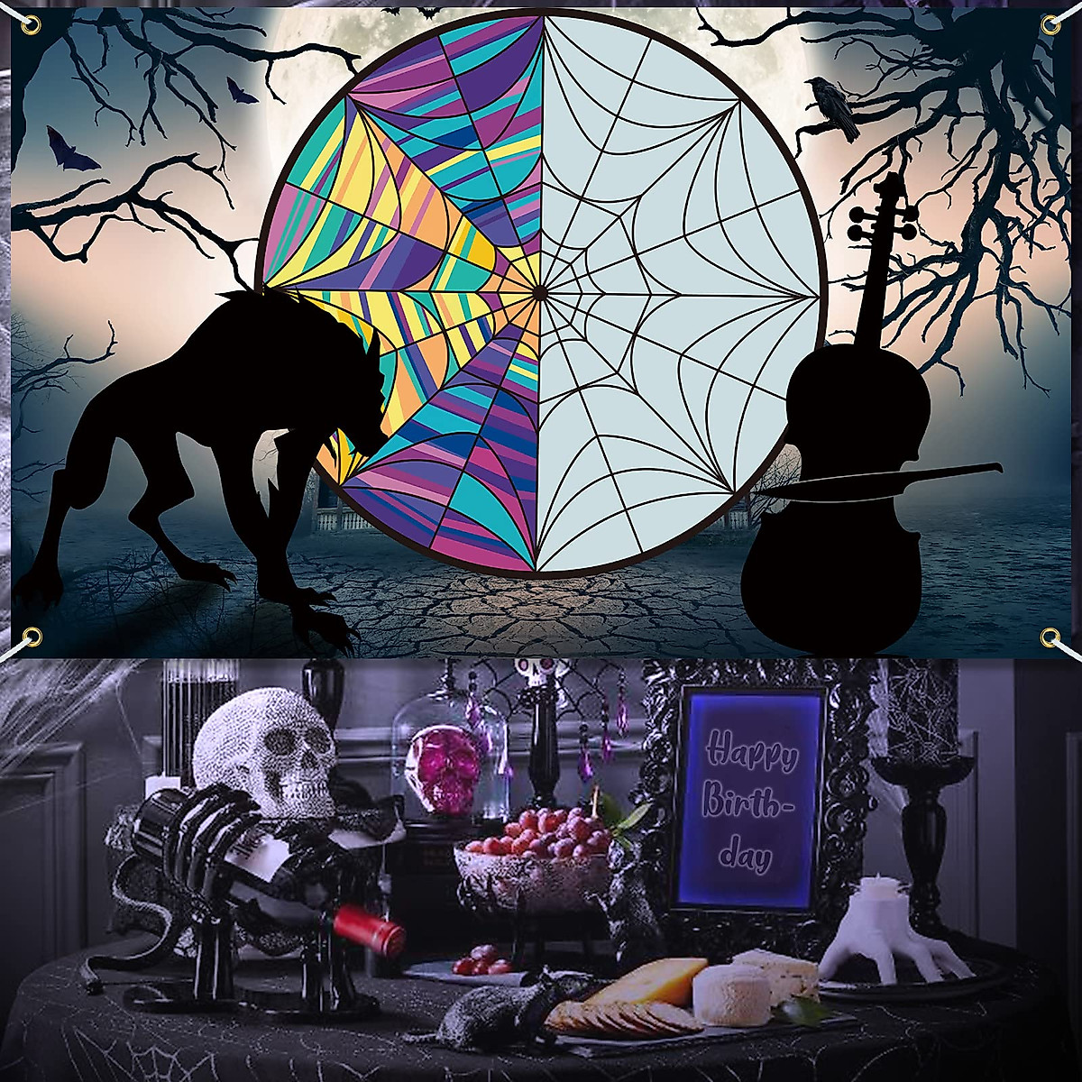Wednesday Banner, Wednesday Party Decorations Backdrop Wednesday Theme Birthday Party Photo Background Horror Fantasy TV Banner for Wednesday Fans Room Dorm Apartment Decor Wednesday Party Supplies