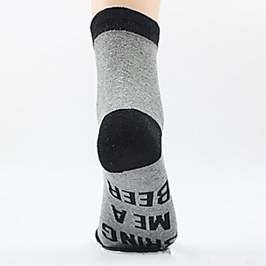 Mens Novelty Socks If You Can Read This Bring A Beer Sock Funny Birthday Gifts for Him (Grey)