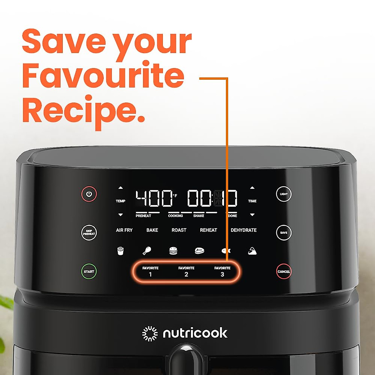 Nutricook Air Fryer 3 Vision, 6qt Large Airfryer, 12 Preset Functions, Air Fry, Roast, Bake, Dehydrate, Reheat and More, Quiet, Non-Stick, Easy to Clean, Black