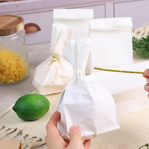 VGOODALL 50PCS Paper Bags for Lunch, Small White Paper Bags Snack Bags Lunch Bags for DIY Crafts Baby Shower Wedding Party Favors