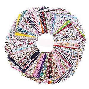 Penta Angel 4 x 4 Inch/10 x 10cm 100 Pieces Assorted Pre-Cut Printing Cotton Cloth Square Bundle Quilt Craft Fabric Patchwork DIY Sewing Scrapbooking Quilting Dot Pattern (100 pcs)