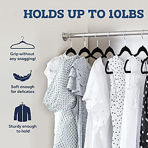 Generic Non-Slip Velvet Hangers - Suit Hangers Ultra Thin Space Saving Swivel Hook Strong and Durable Clothes Hangers Hold Up-to 10 Lbs, for Coats, Jackets, Pants, Dress Clothes - 30 Pcs - Black